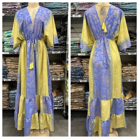 ShopEvelynne | Dresses | Bohemian Beautiful Viscose Blue And Yellow ...